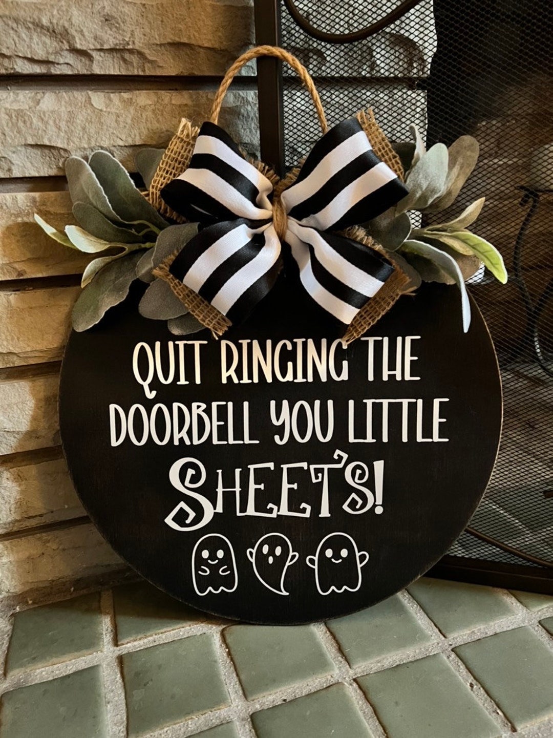 Funny Halloween Door Hanger / Door Sign With Ghosts / Funny Fall Porch ...