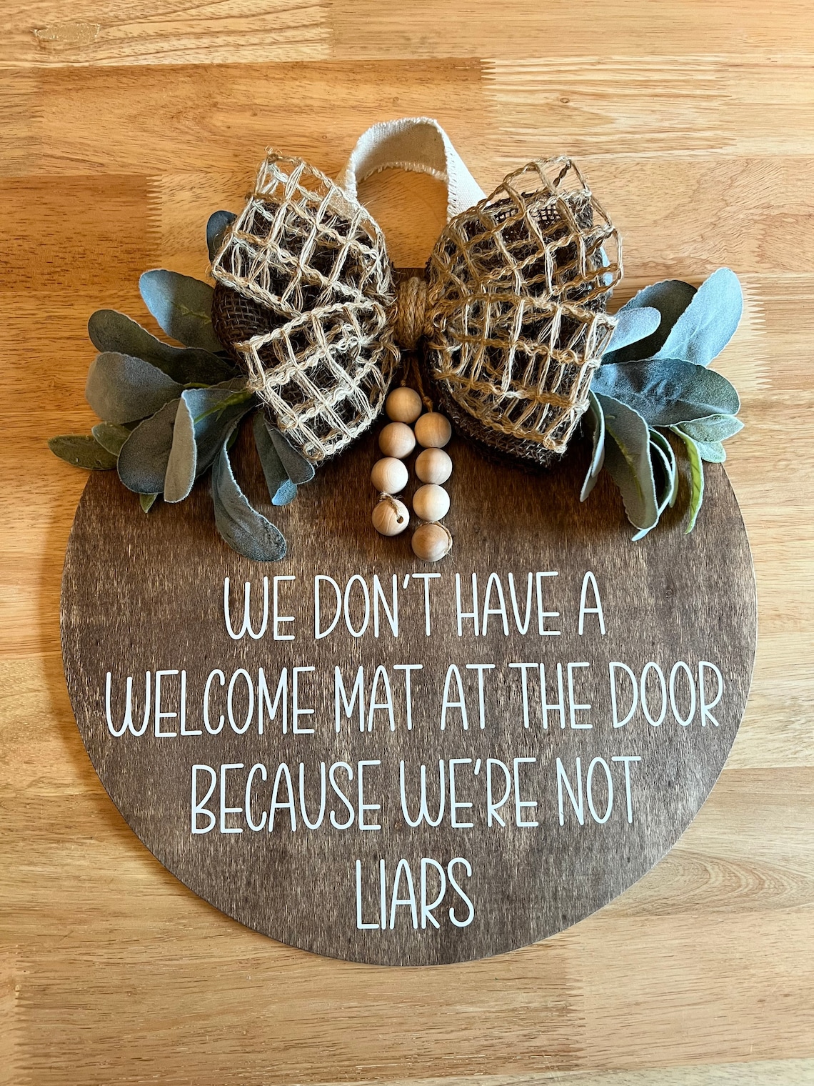 Round Wooden Door Sign With Funny Saying / Sarcastic Door - Etsy