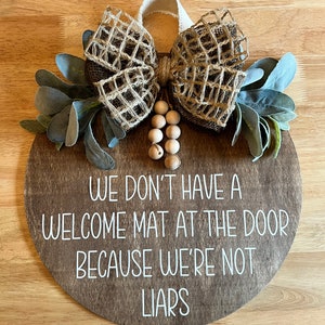 Round Wooden Door Sign With Funny Saying / Sarcastic Door Hanger for ...