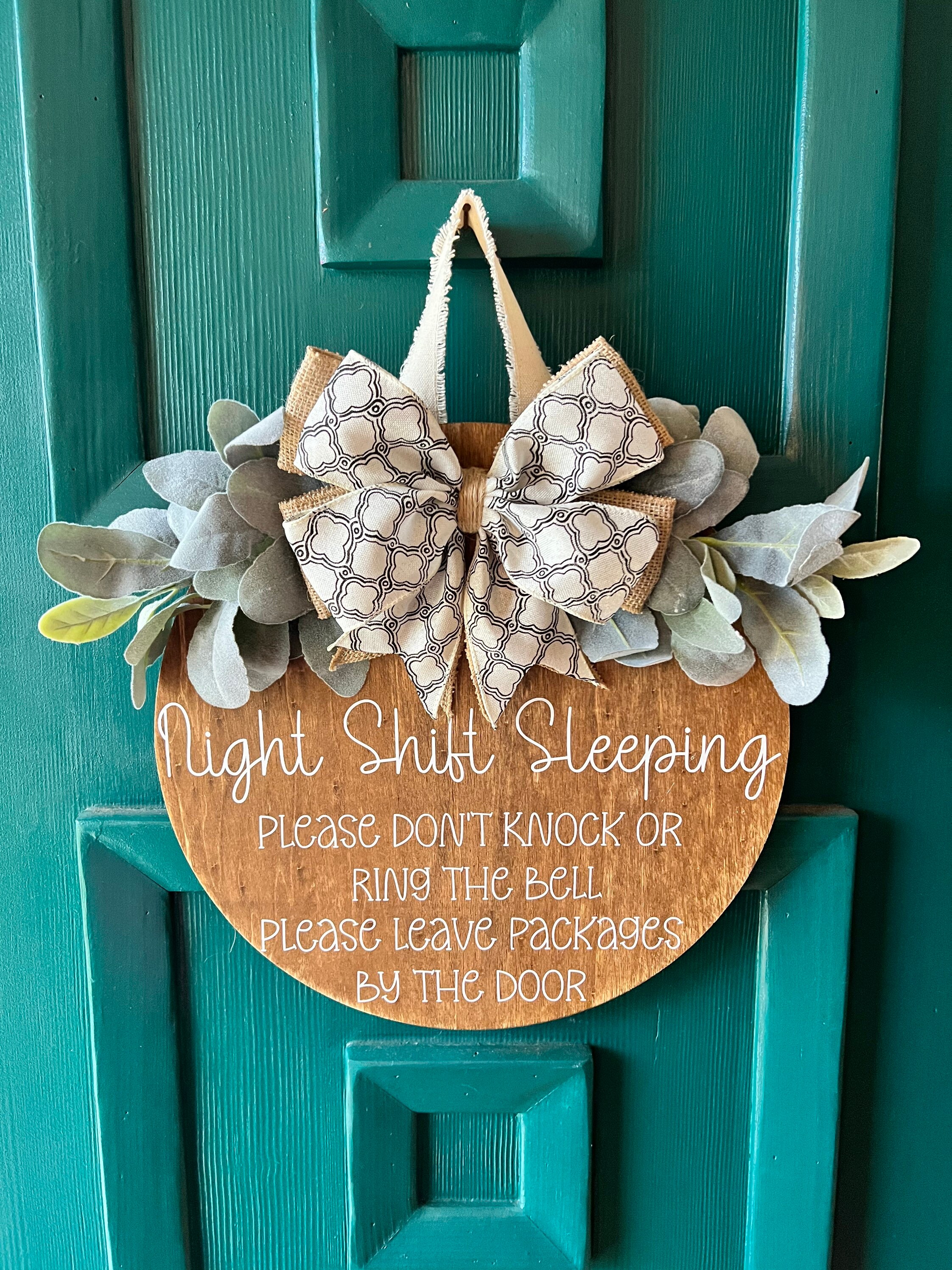 Night Shift Worker Door Sign / Round Wooden Welcome Sign for - Etsy