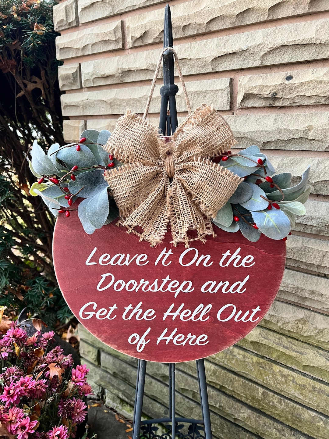 Home Alone Door Hanger / Funny Christmas Door Sign / Go Away Porch Sign ...
