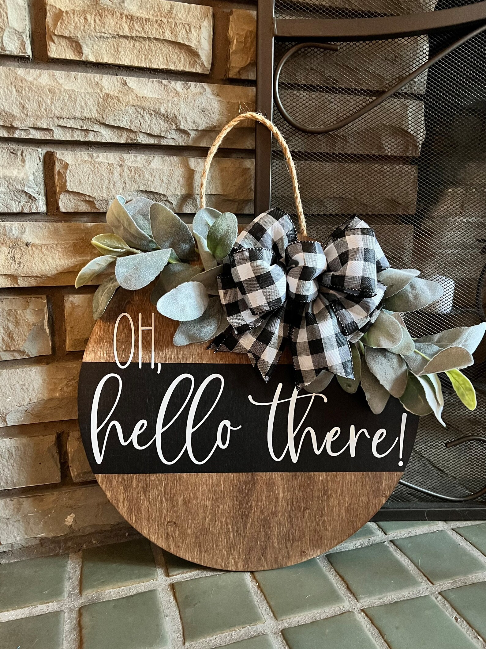 Oh Hello There Door Sign / Round Wooden Door Hanger / - Etsy