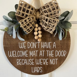 Round Wooden Door Sign With Funny Saying / Sarcastic Door Hanger for ...