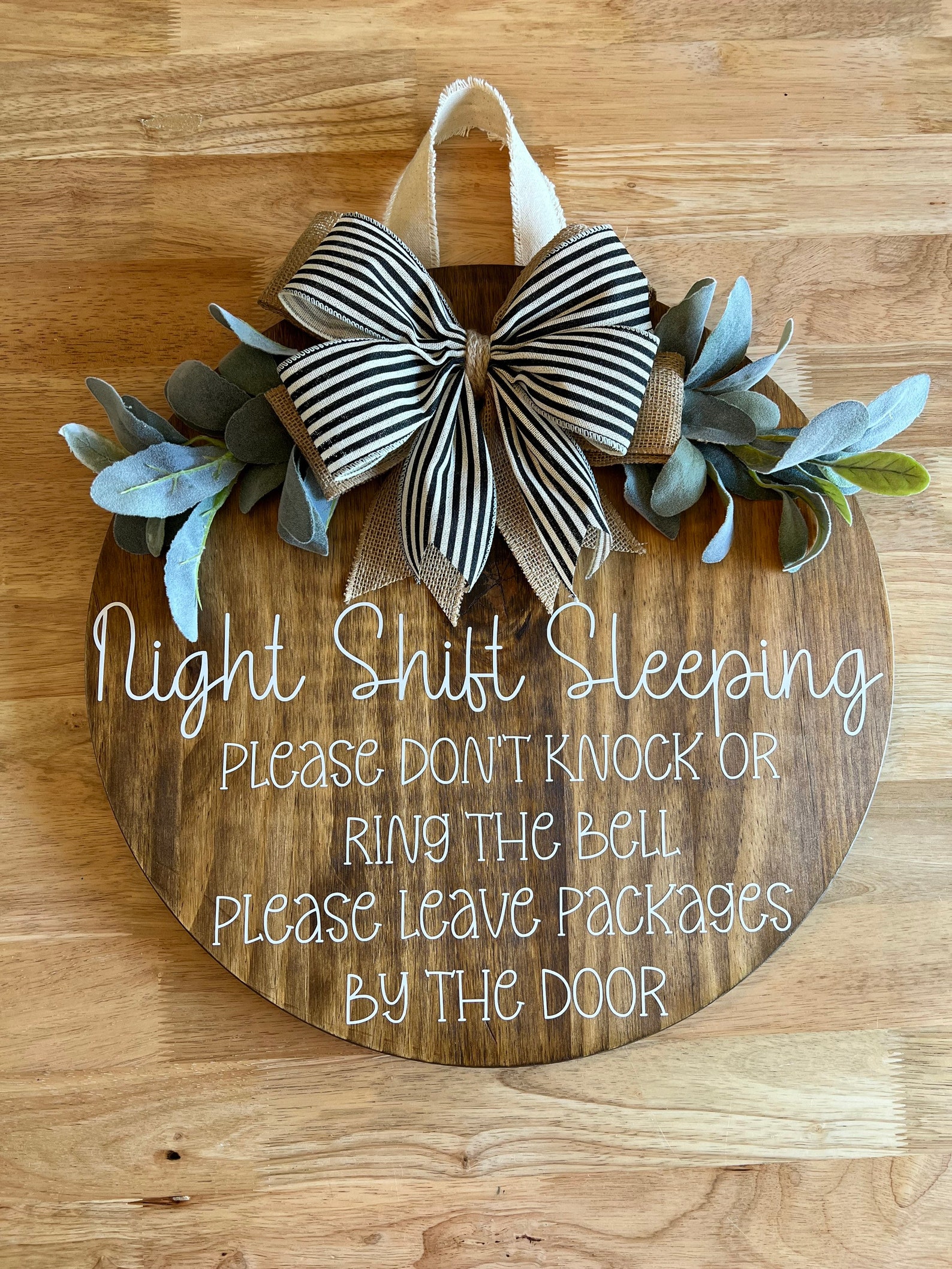Night Shift Worker Door Sign / Round Wooden Welcome Sign for - Etsy