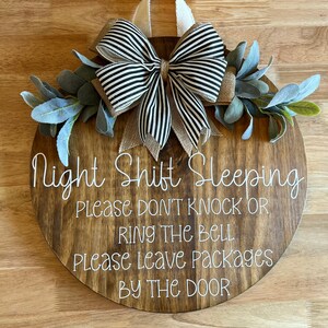 Night Shift Worker Door Sign / Round Wooden Welcome Sign for - Etsy
