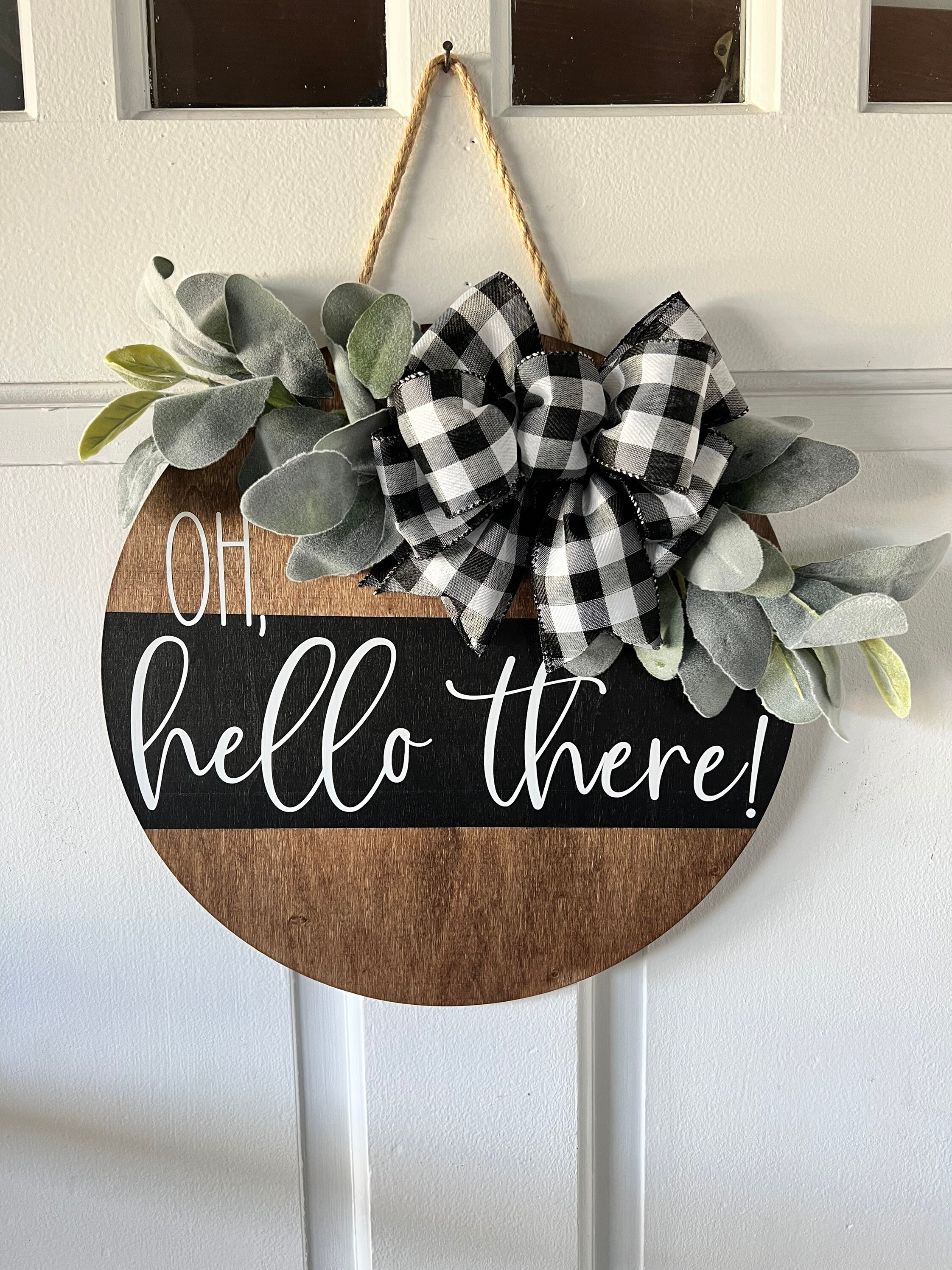 Oh Hello There Door Sign / Round Wooden Door Hanger / - Etsy