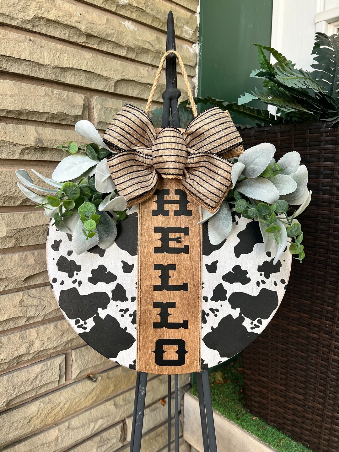 Welcome Cow Print Door Hanger / Home Sweet Home / Porch Decor With Cows ...