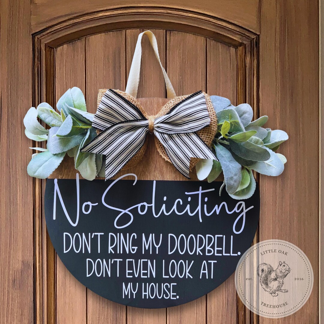 Cute Funny No Soliciting Sign, Go Away, Funny Welcome Sign, Door Hanger ...