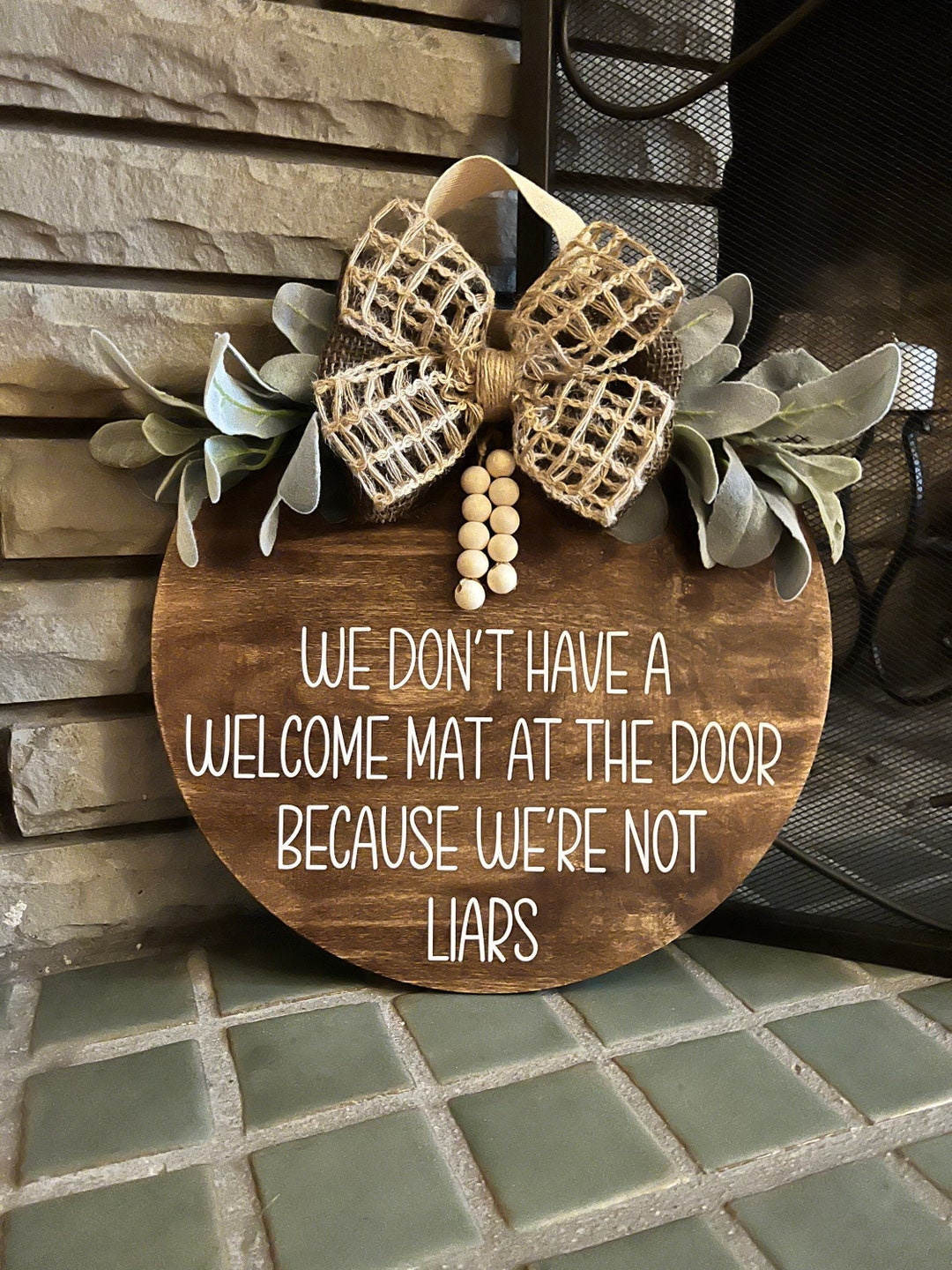 Round Wooden Door Sign With Funny Saying / Sarcastic Door Hanger for ...