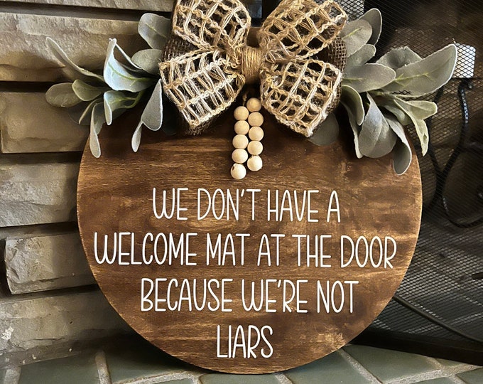 Round Wooden Door Sign With Funny Saying / Sarcastic Door Hanger for ...