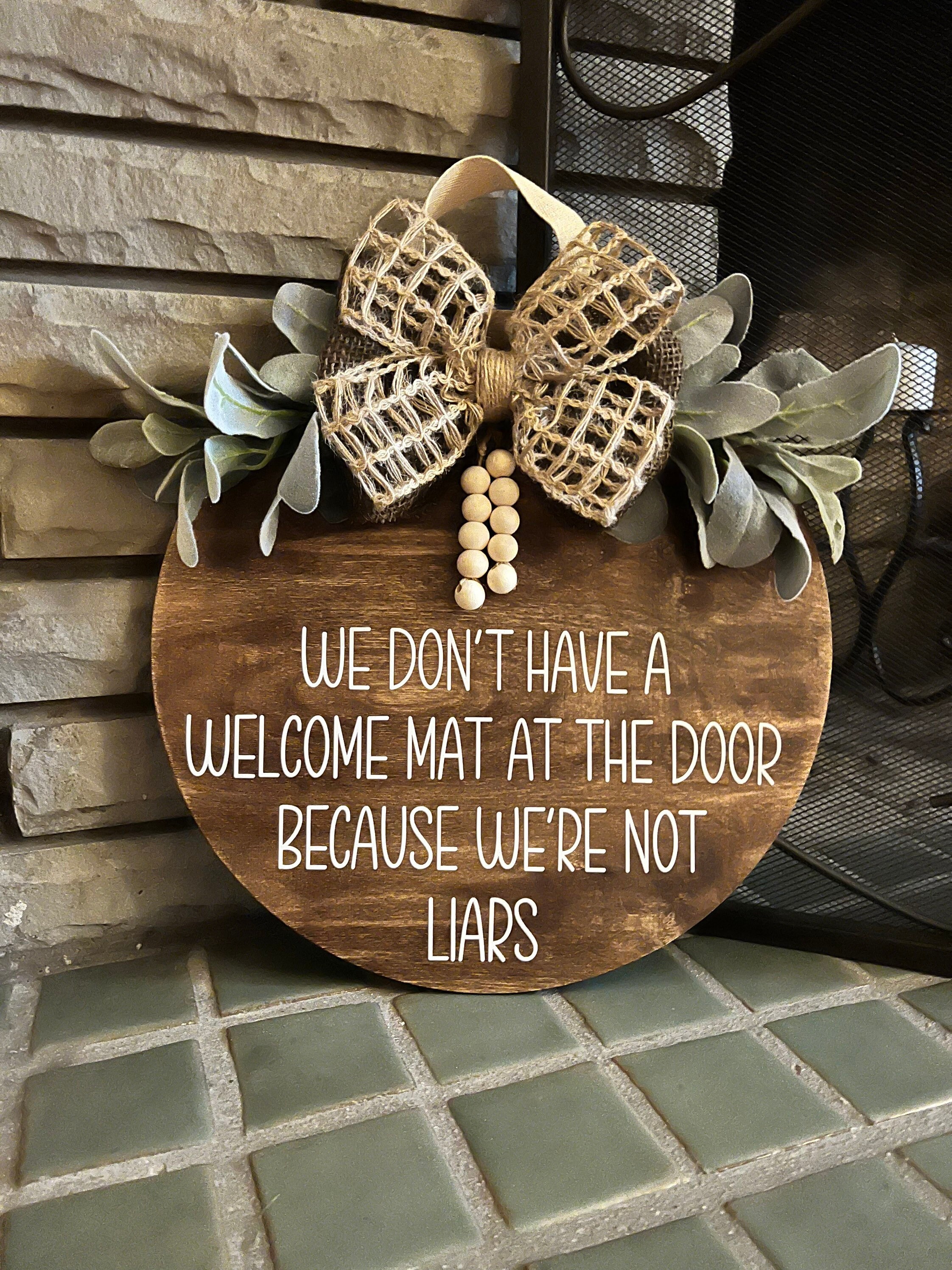 Round Wooden Door Sign With Funny Saying / Sarcastic Door - Etsy