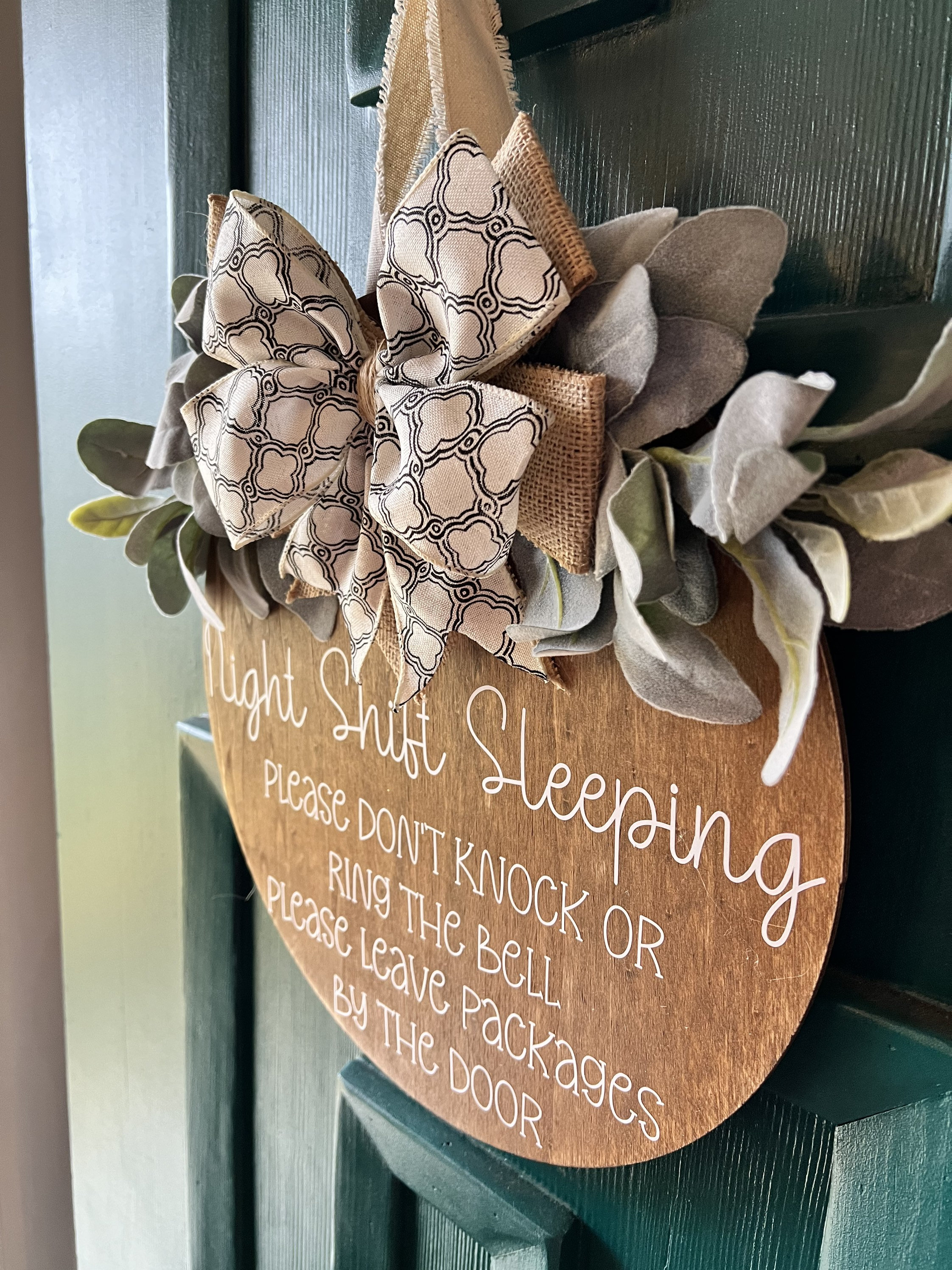 Night Shift Worker Door Sign / Round Wooden Welcome Sign for - Etsy