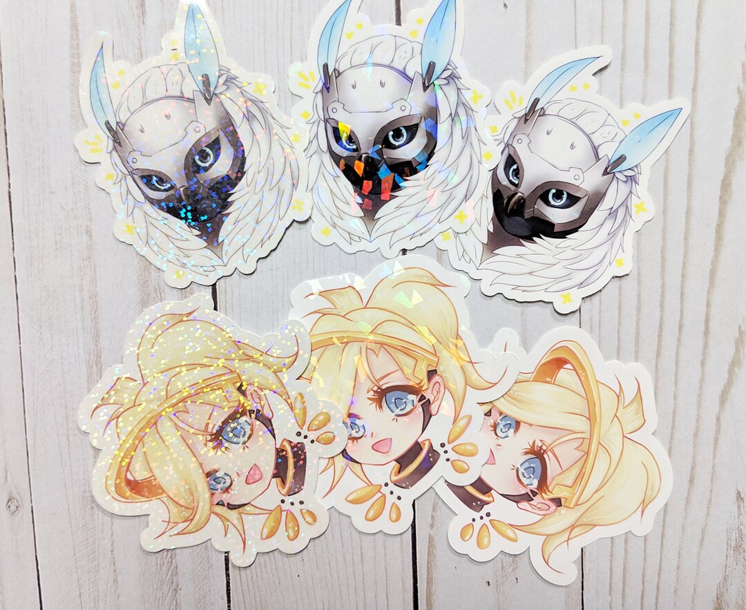 Snow Owl Ana and Cute Mercy Overwatch Glossy and Holographic Indoor ...