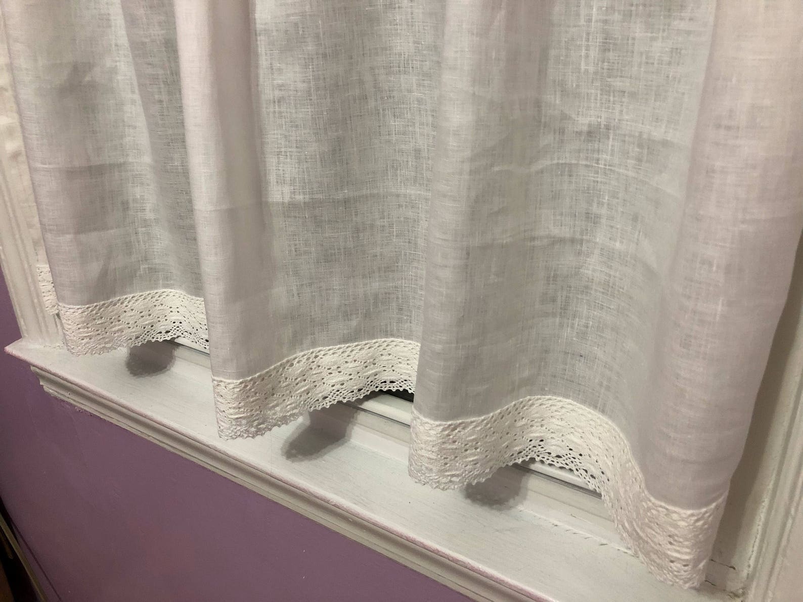 White Linen Curtains Kitchen Curtains Window Valances Cafe - Etsy