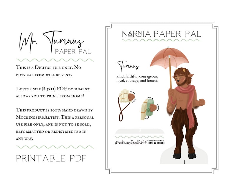 Mr. Tumnus Papercraft: Narnia Inspired Faun DIY Toy (digital Download ...