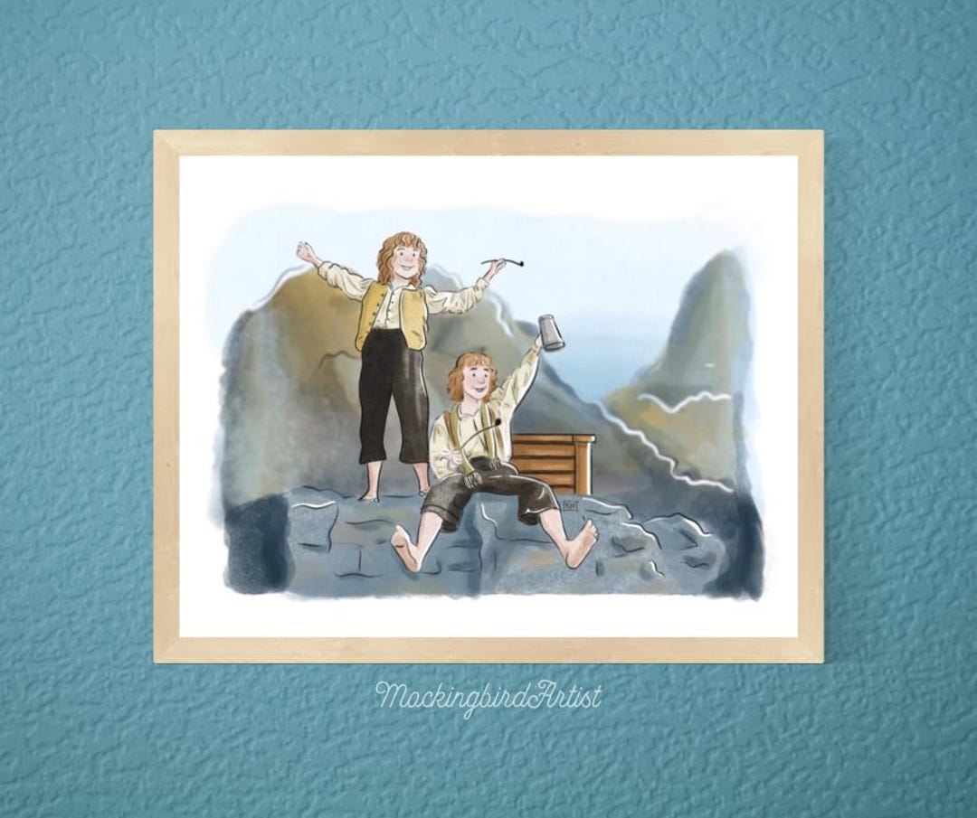 Merry and Pippin Art Print | Hobbit Friends Wall Art | Fantasy Print ...