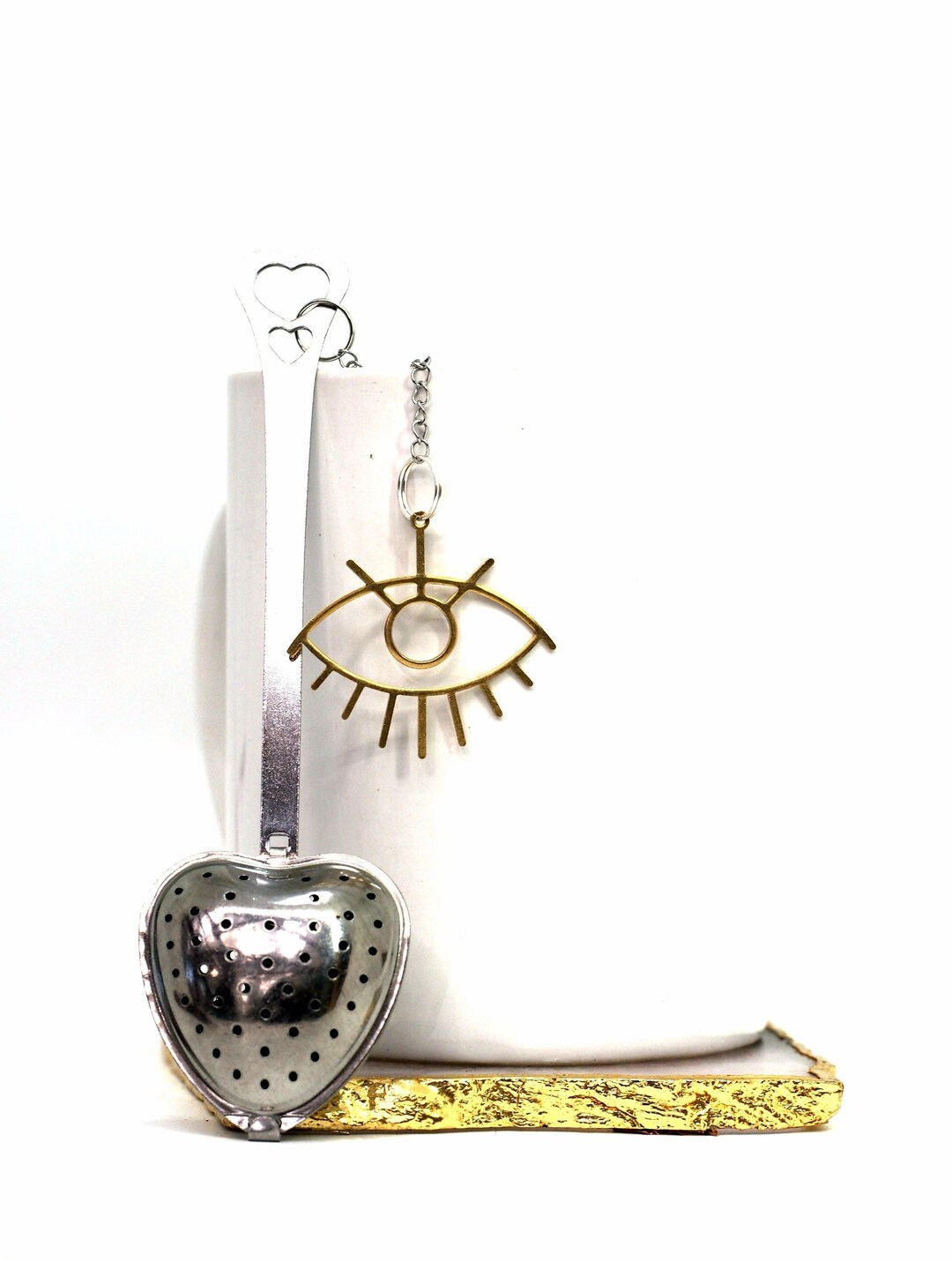 Heart Tea Infuser Spoon With Golden Third Eye Charm, Ready to Ship ...