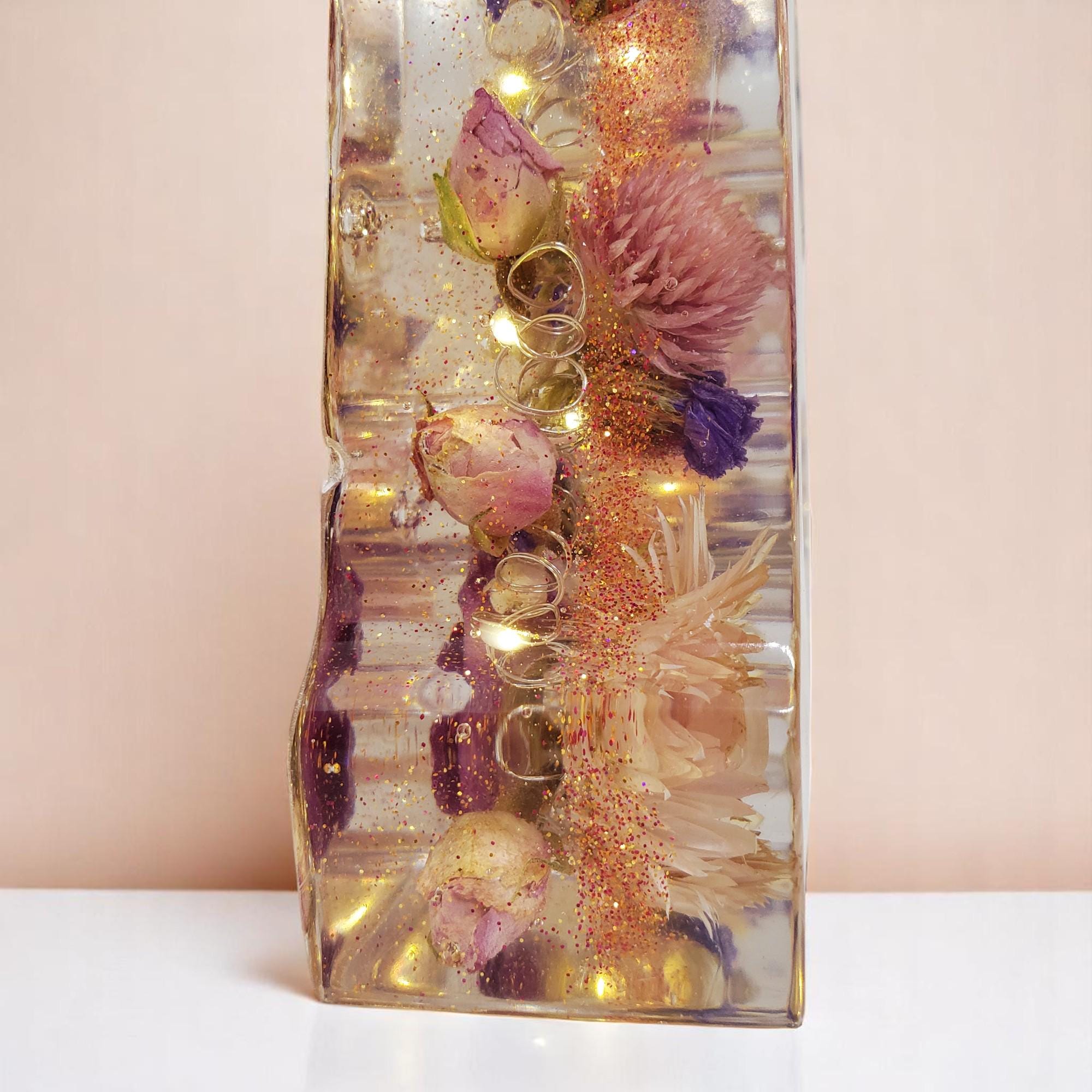 Custom LED Resin Letter | Real Dried Flowers | Personalized Floral ...