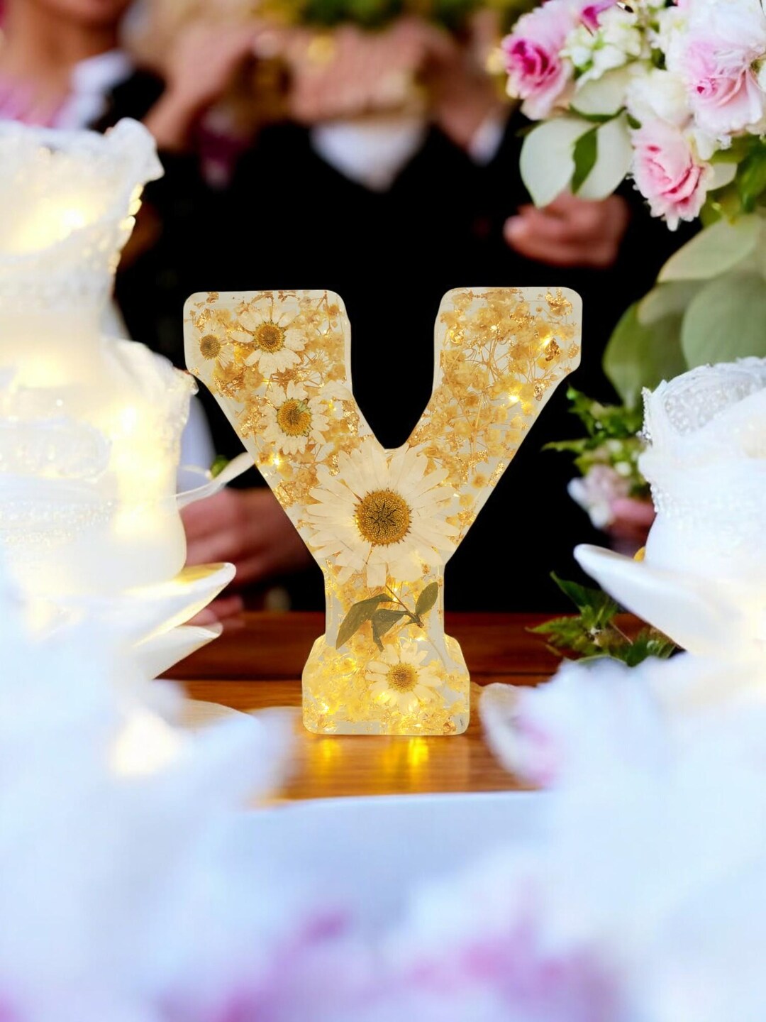Custom LED Resin Letter | Real Dried Flowers | Personalized Floral ...
