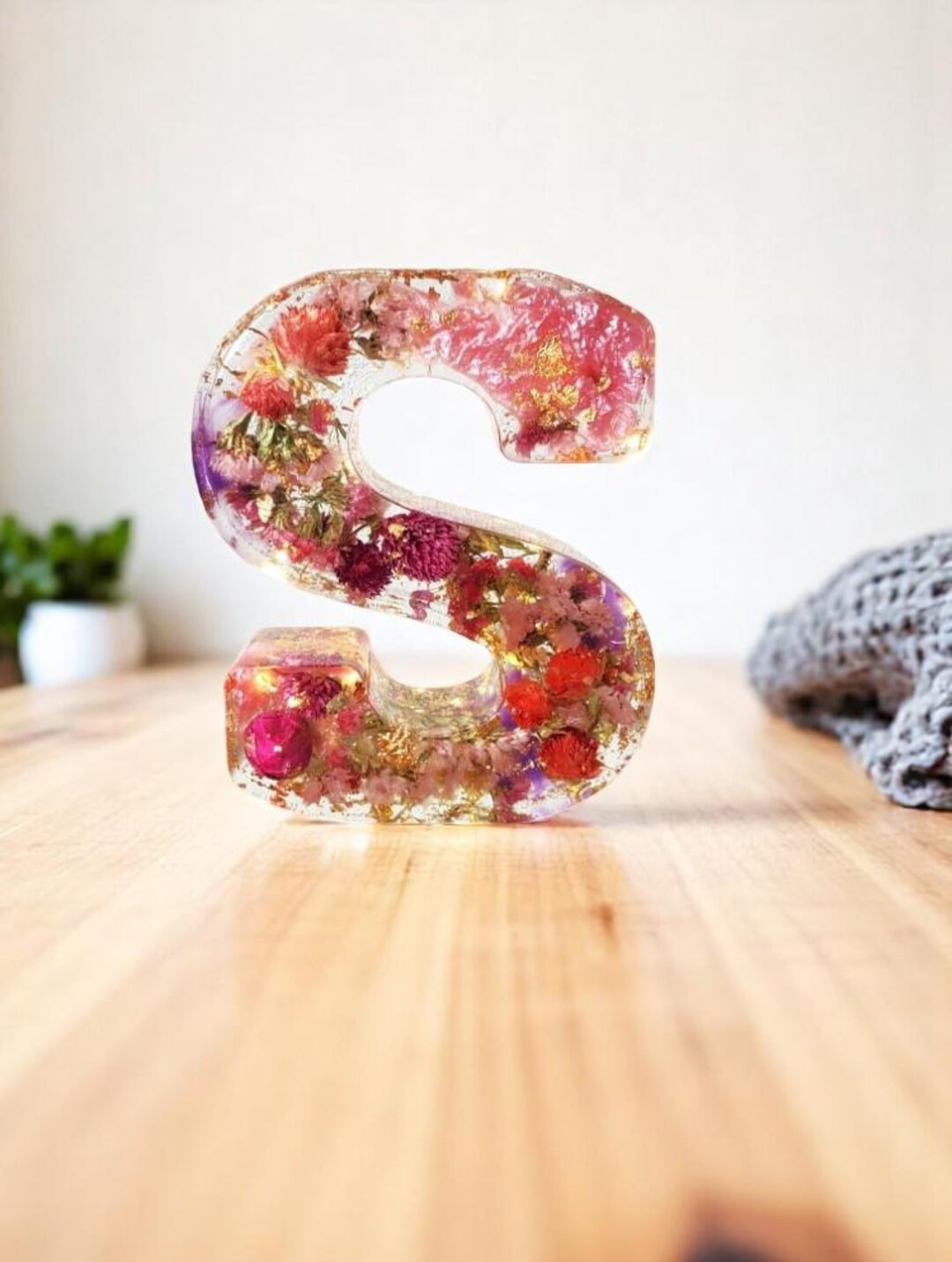 Custom LED Resin Letter | Real Dried Flowers | Personalized Floral ...