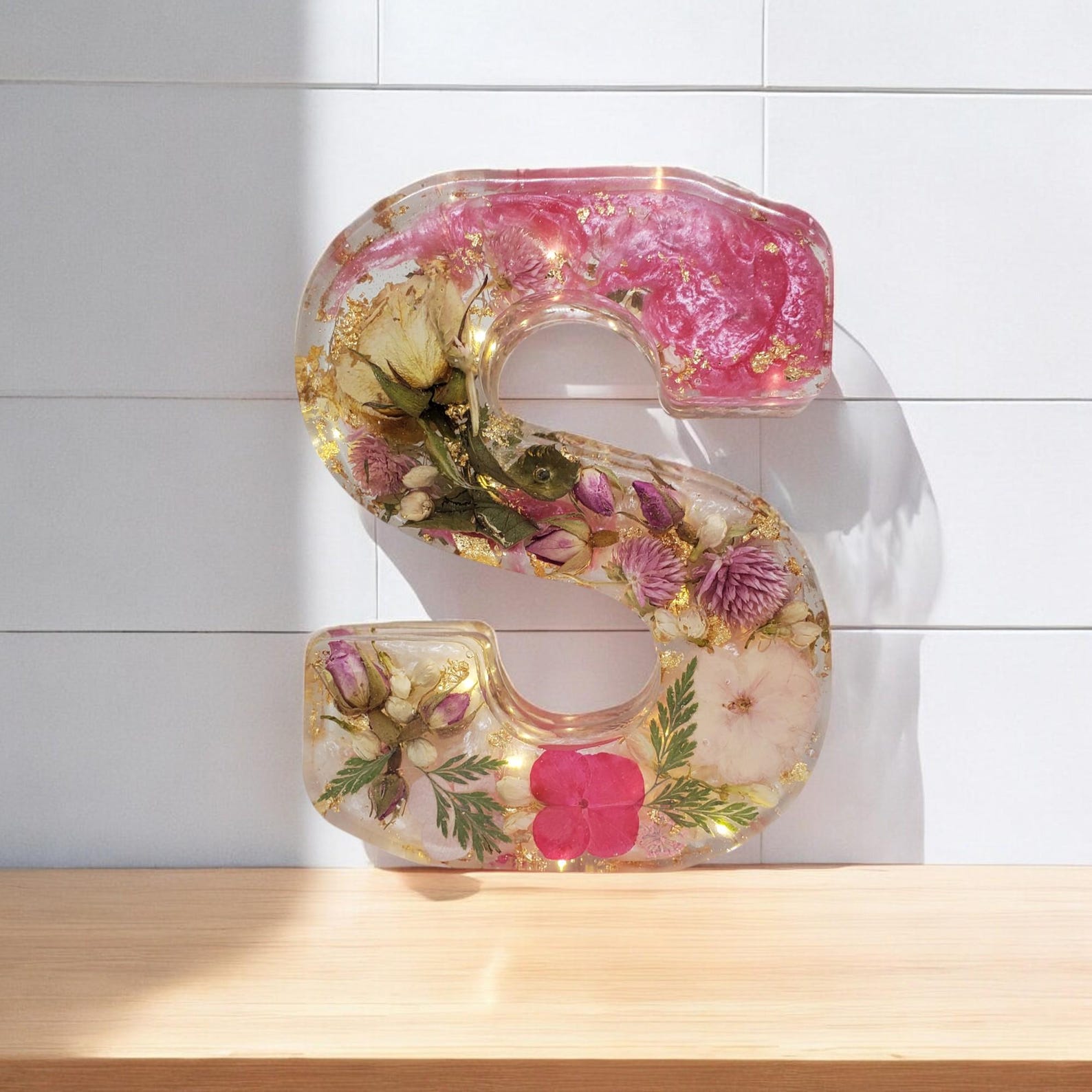 Custom LED Resin Letter | Real Dried Flowers | Personalized Floral ...