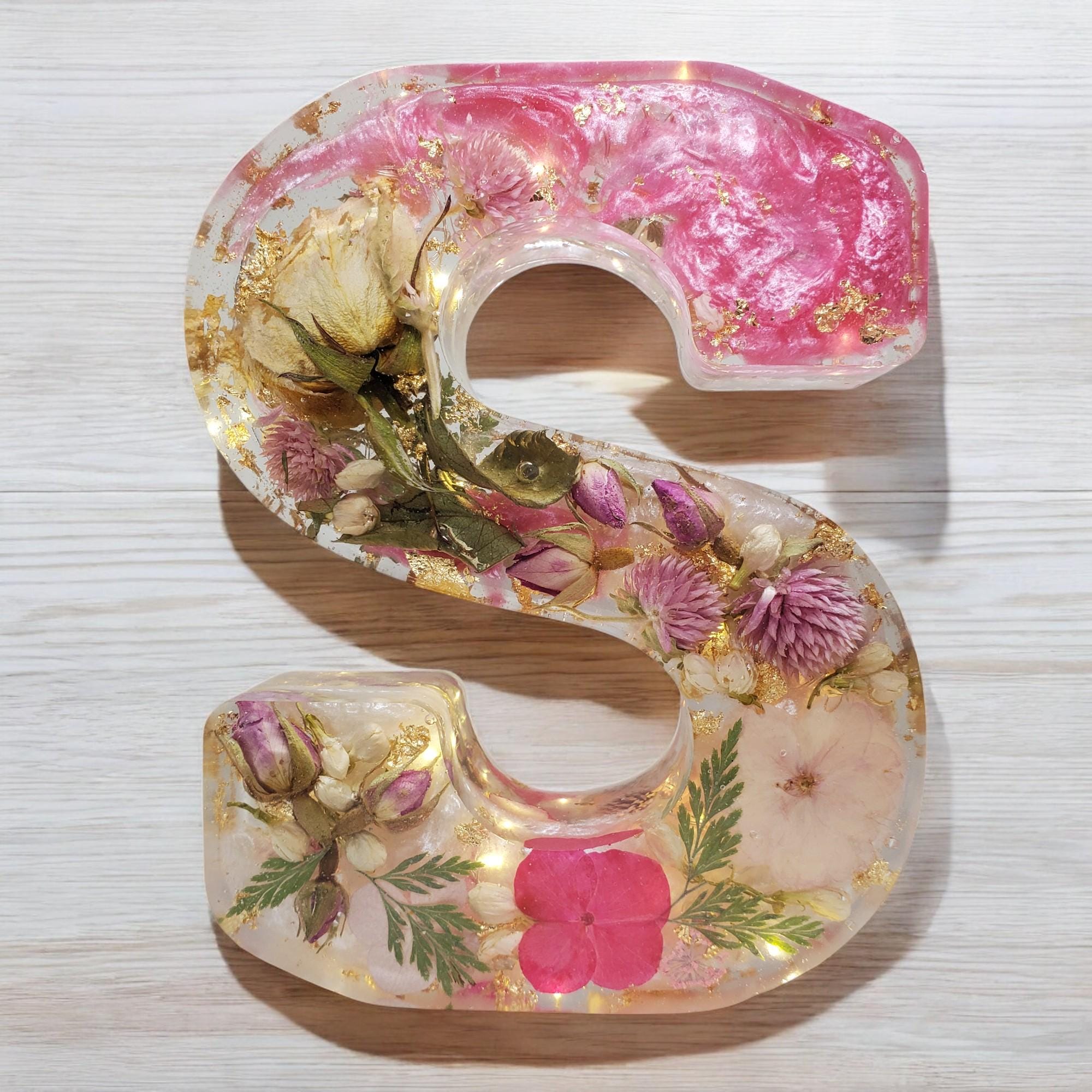 Custom LED Resin Letter | Real Dried Flowers | Personalized Floral ...