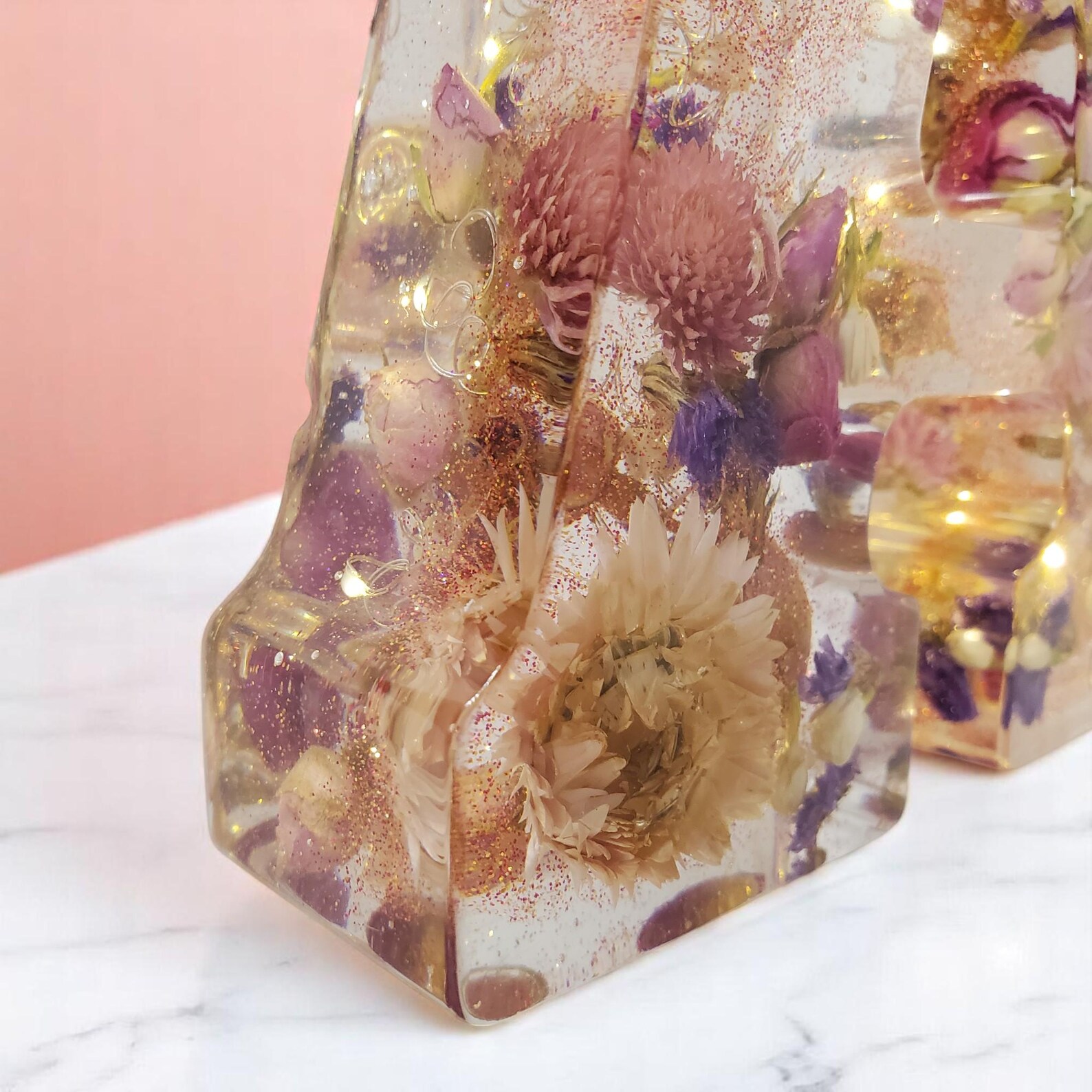 Custom LED Resin Letter | Real Dried Flowers | Personalized Floral ...