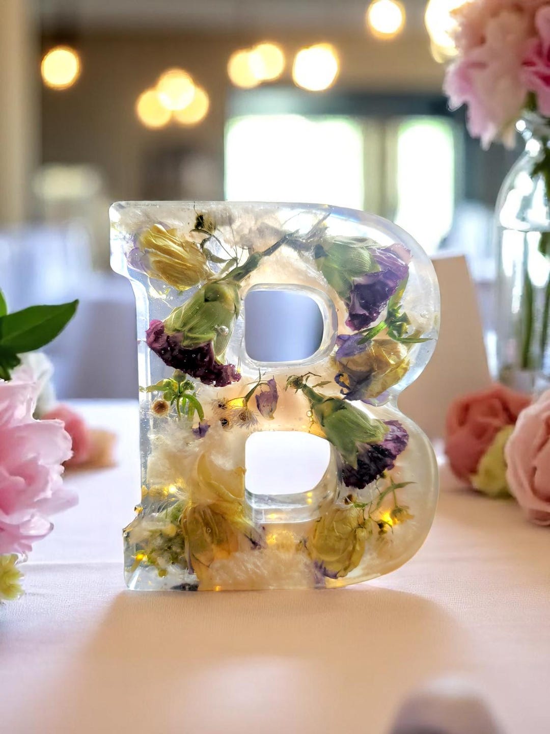 Custom LED Resin Letter | Real Dried Flowers | Personalized Floral ...