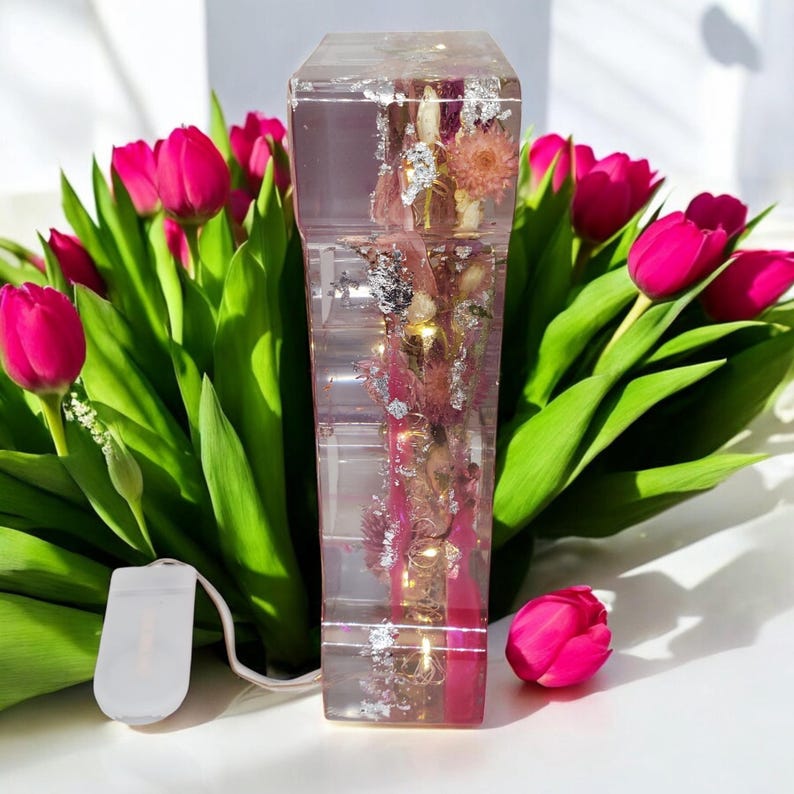 Custom LED Resin Letter With Dried Flowers: Personalized Keepsake - Etsy