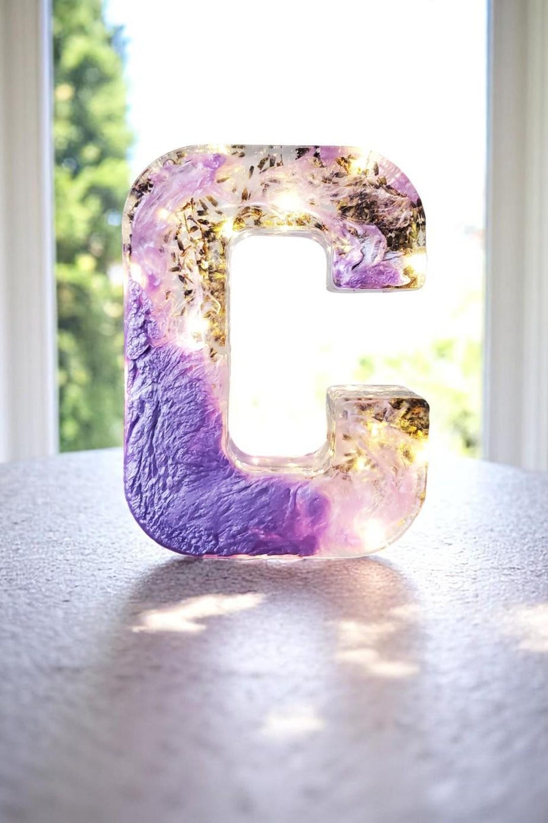 Custom LED Resin Letter | Real Dried Flowers | Personalized Birthday ...