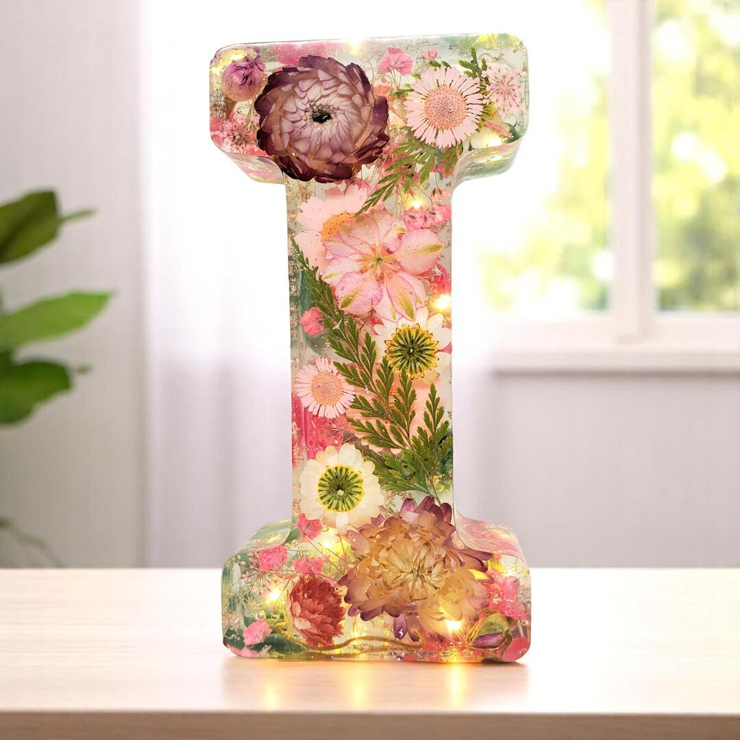 Custom LED Resin Letter | Real Dried Flowers | Personalized Floral ...