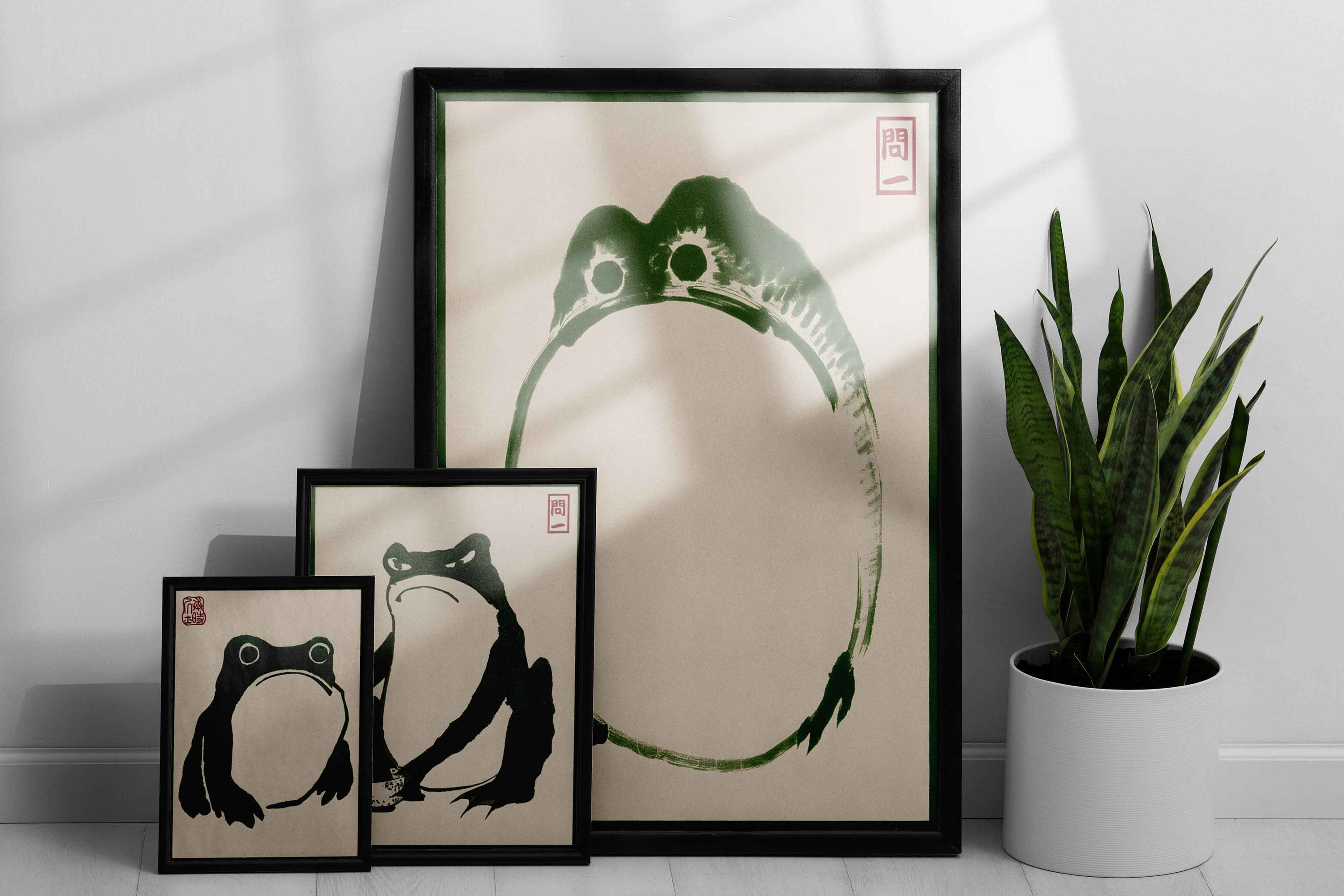 Matsumoto Hoji Frog, Wall Art, Set of 3, Japanese Woodblock Print Ugly ...