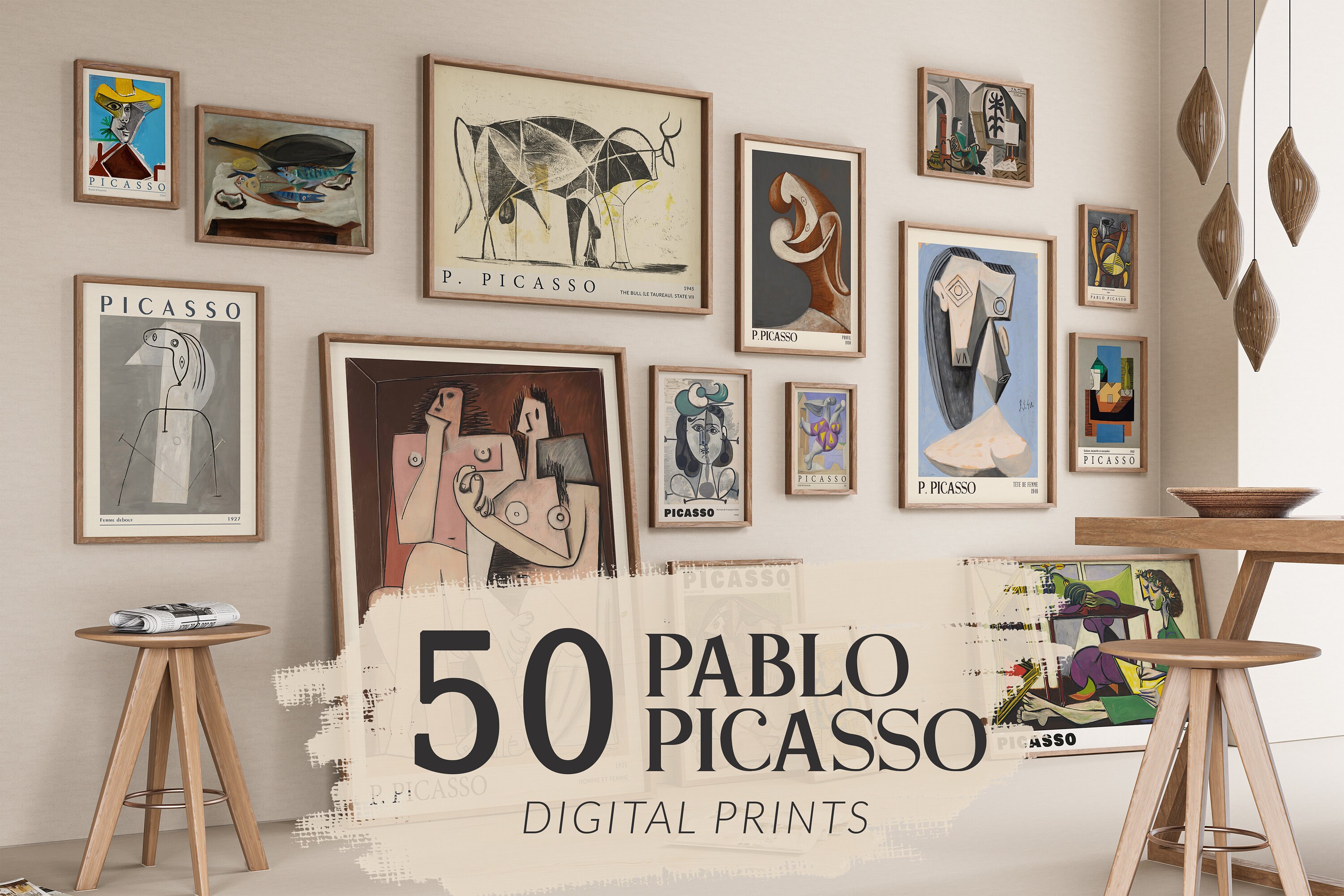 50 Picasso Exhibition Wall Art Prints, Abstract Vintage Minimalist Gift ...