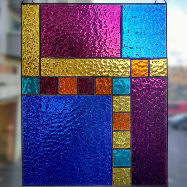 Stained Glass Panel Geometric - Etsy