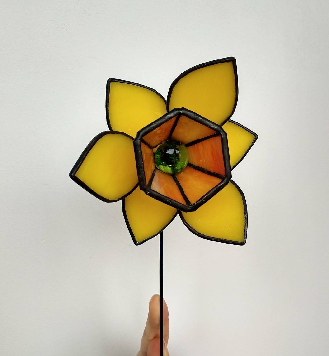 Stained Glass Flower Garden Stake Decor Daffodil Stained Glass - Etsy