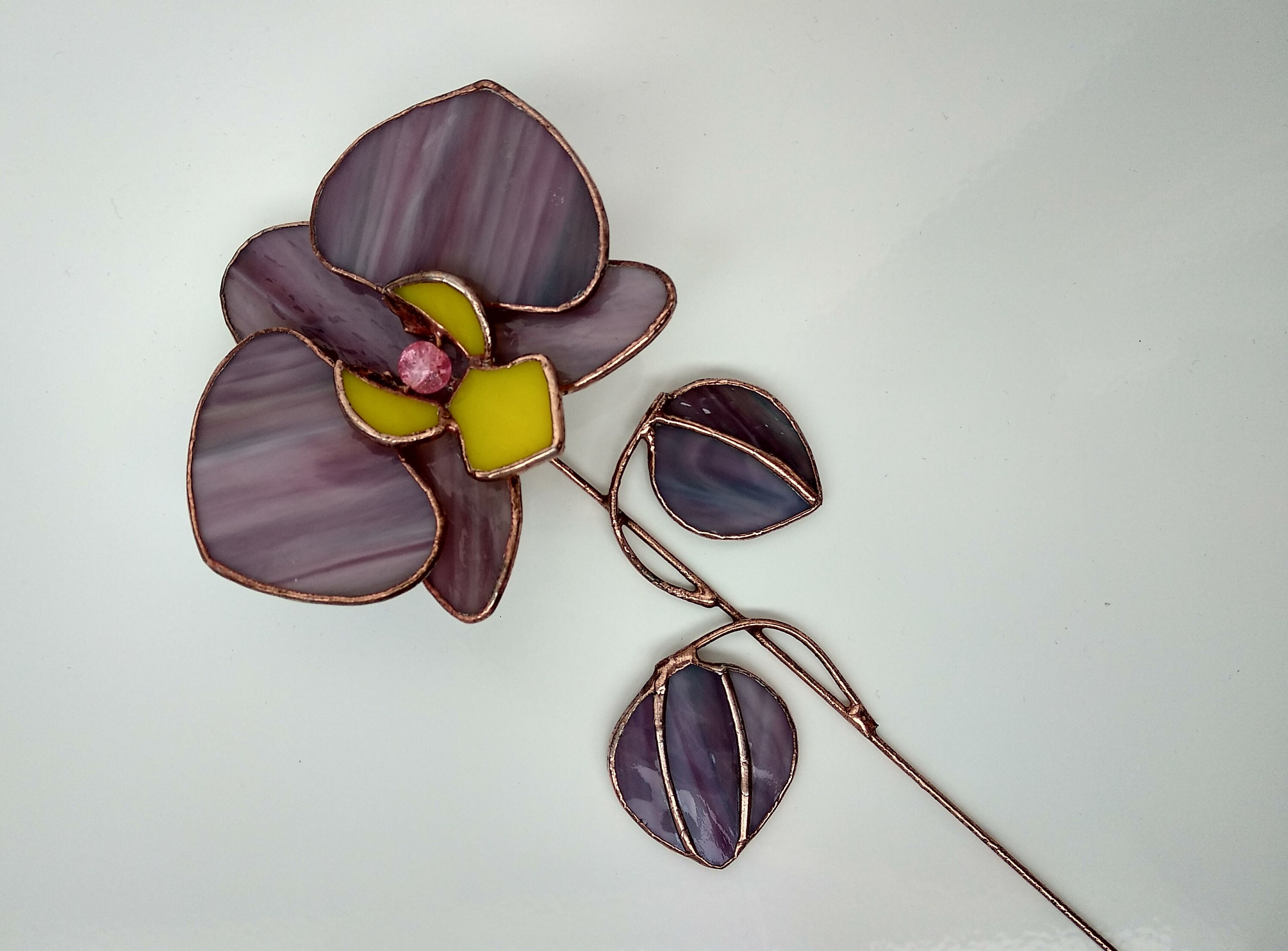 3d Stained Glass Flower With Stem Purple Orchid Everlasting - Etsy