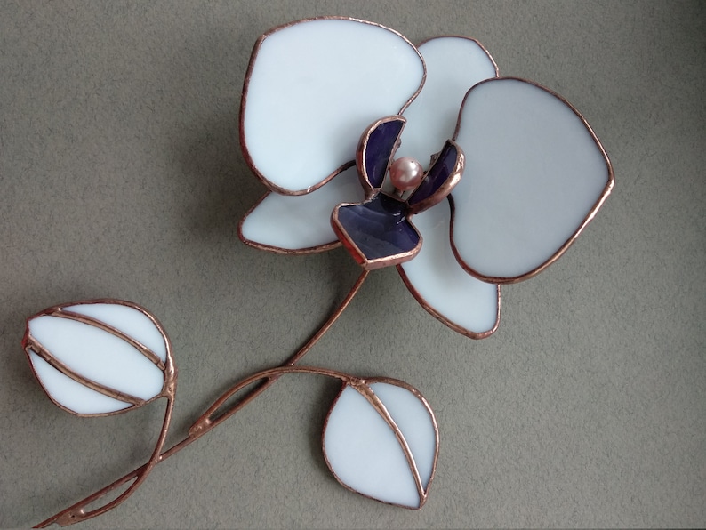 Stained Glass Orchid Stained Glass Flowers for Vasestained - Etsy