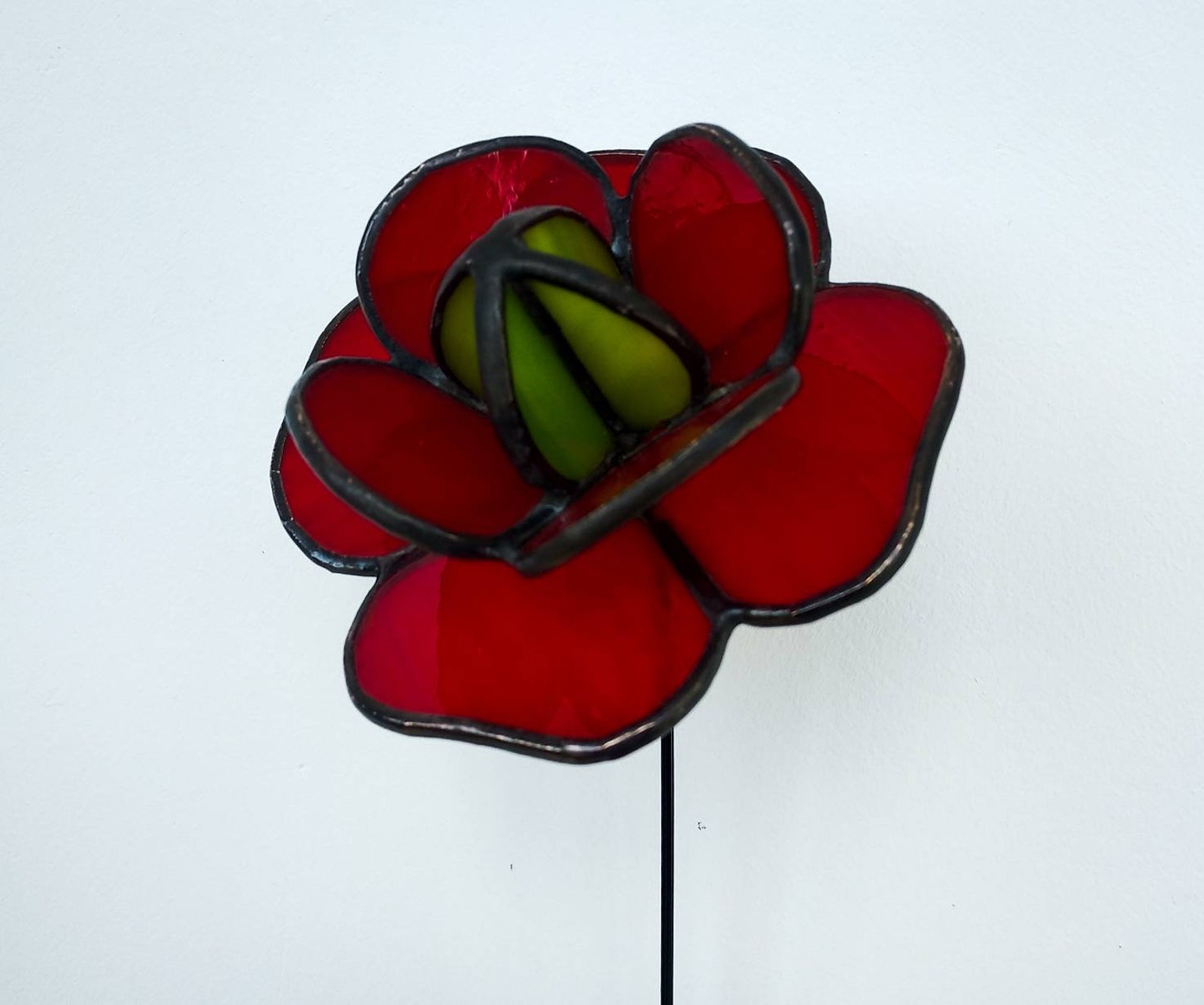 Poppy Stained Glass 3d Flower Glass Garden Flowers Garden - Etsy