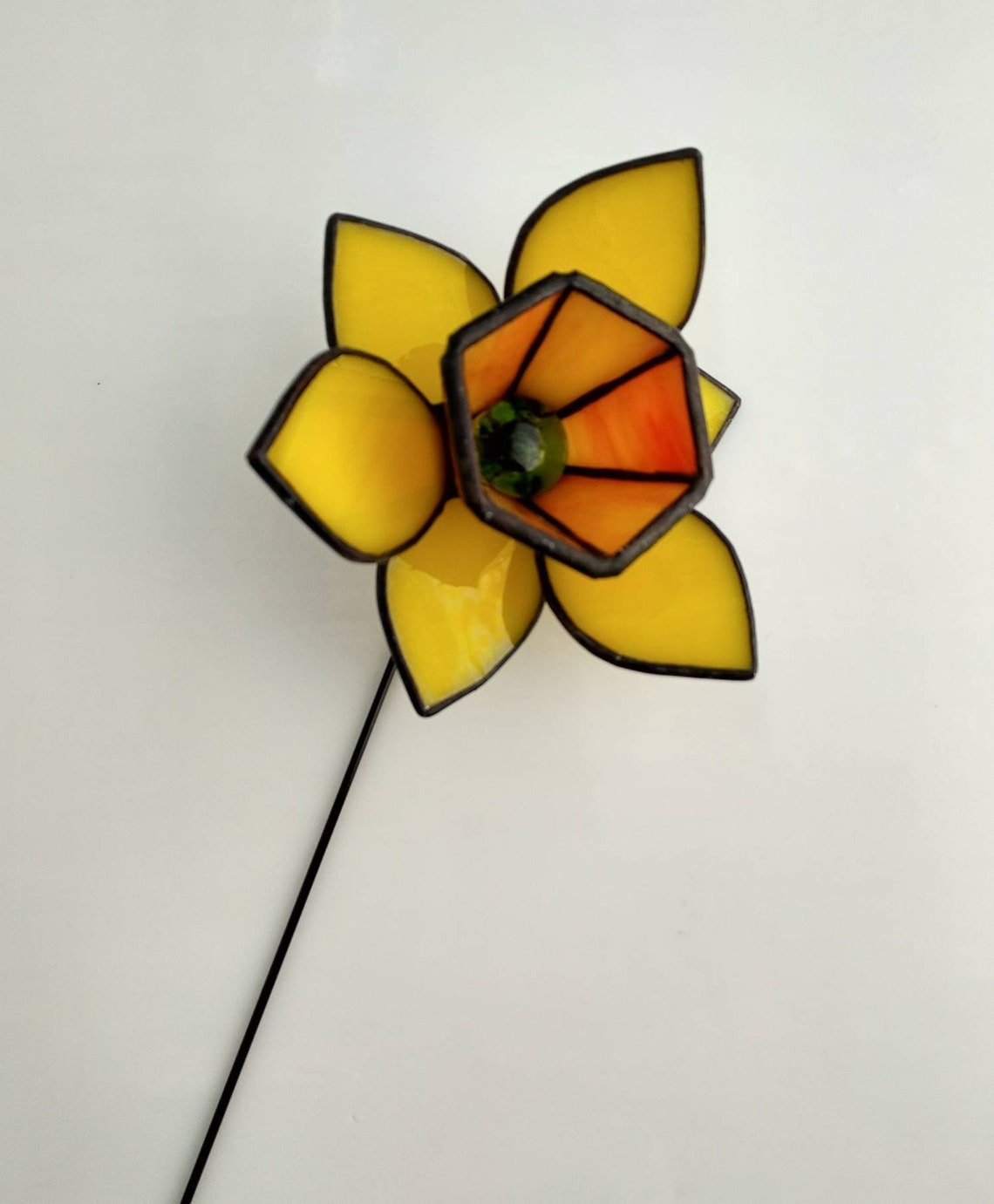 Stained Glass Flower Garden Stake Decor Daffodil Stained Glass - Etsy