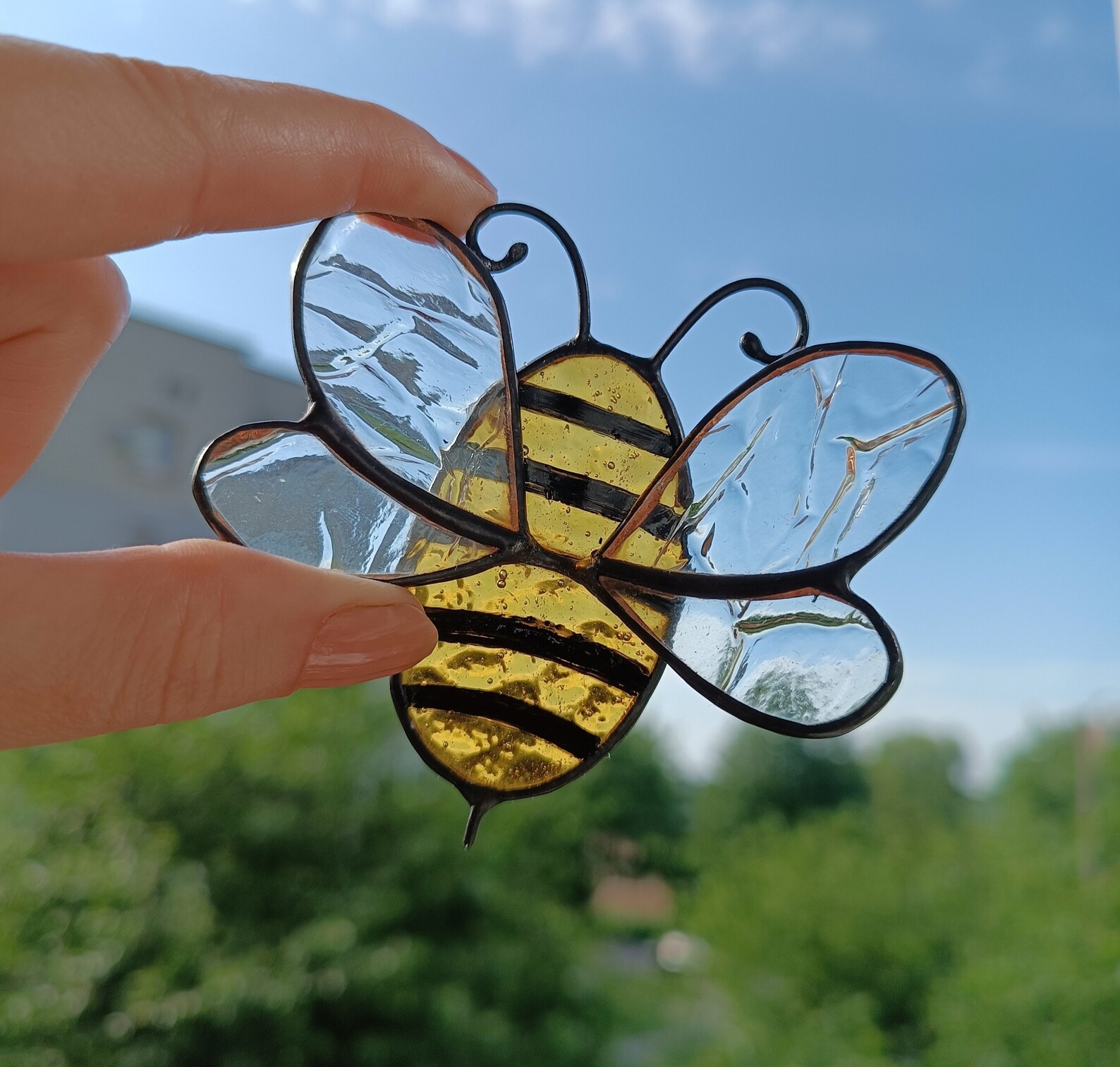 Honey Bee Stained Glass Bee Decor for Home Window Hangings Bee ...