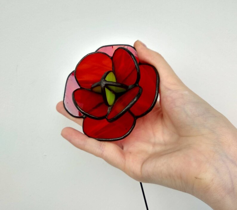 Poppy Stained Glass 3d Flower Glass Garden Flowers Garden - Etsy