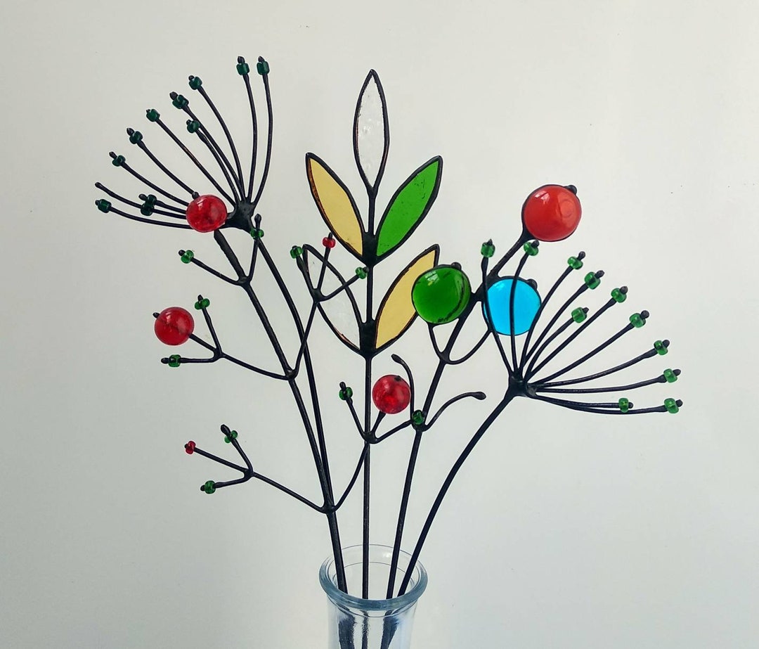 Wildflowers Stained Glass Flowers on Stem Glass Bouquet - Etsy