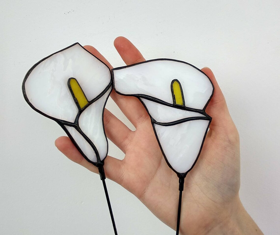 Calla Lily Stained Glass Calla Lily Bouquet for Vase Glass - Etsy