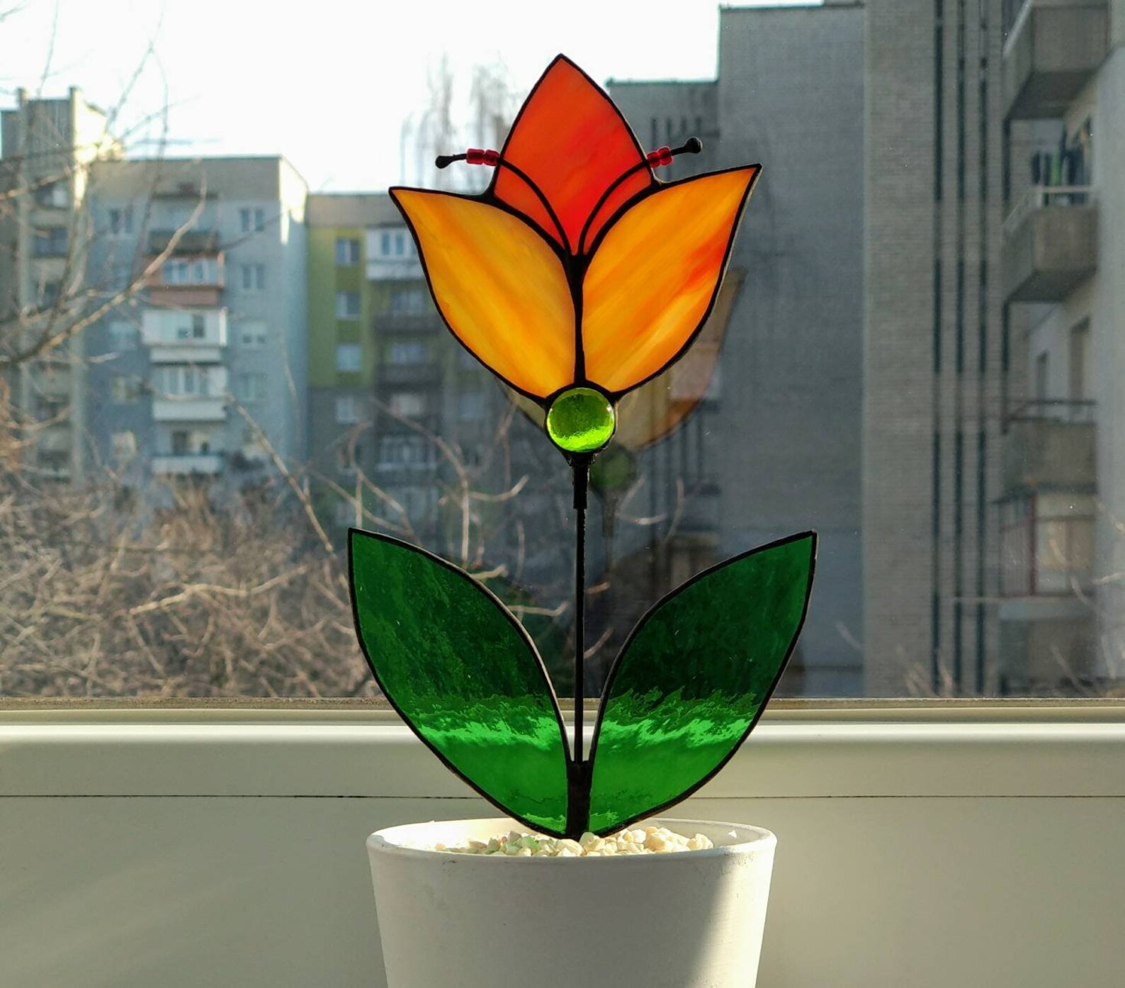 Tulip Stained Glass Flowers on Stem Stained Glass Flower - Etsy
