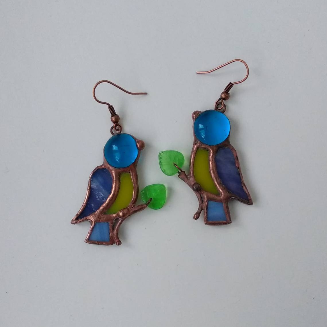 Stained Glass Earrings Bird Earrings Dangle Blue Bird Earrings | Etsy