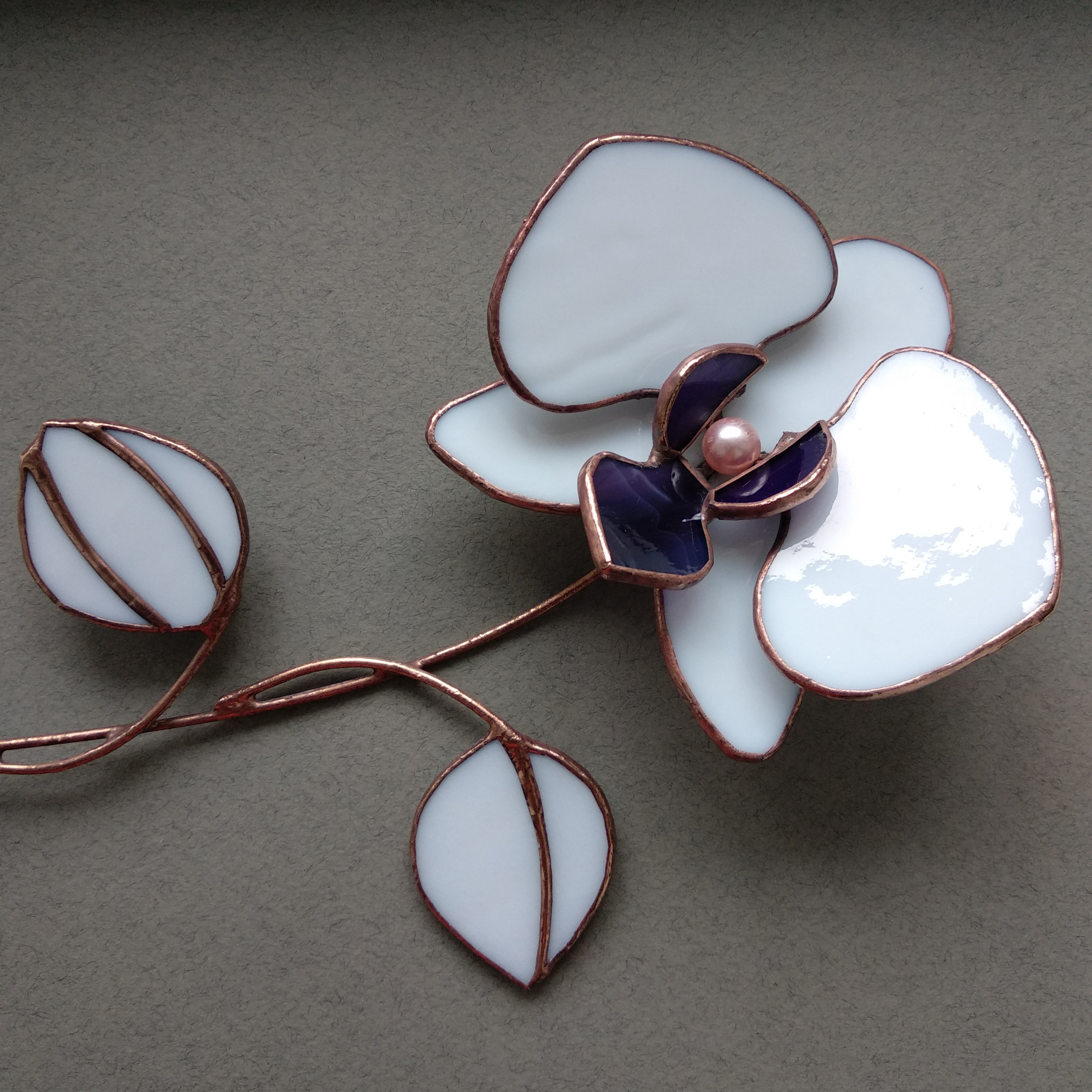 Stained Glass Orchid Stained Glass Flowers for Vasestained - Etsy UK