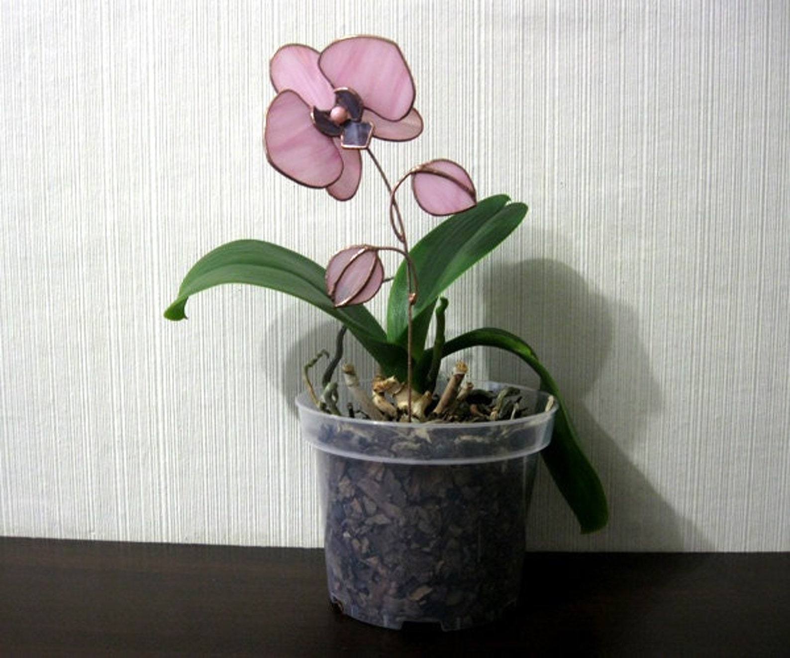 Stained Glass Orchid Stained Glass Flowers for Vase Stained - Etsy