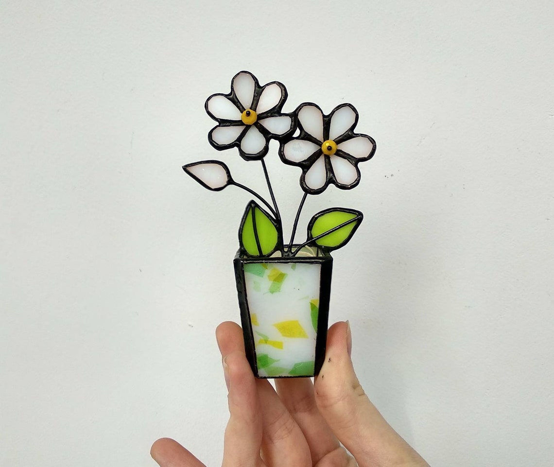 Daisy Bouquet Flower Stained Glass Daisy Gifts Daisy Table - Etsy