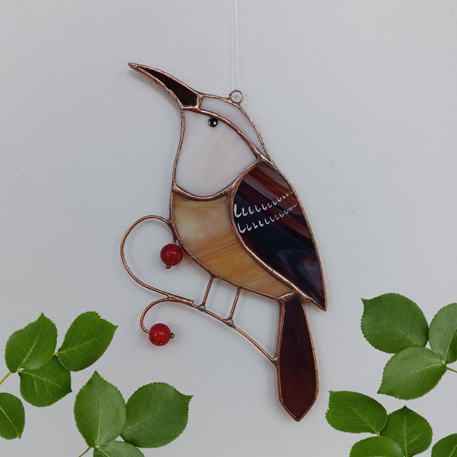 Carolina Wren Stained Glass Suncatcher – Handmade Bird Window Decor ...
