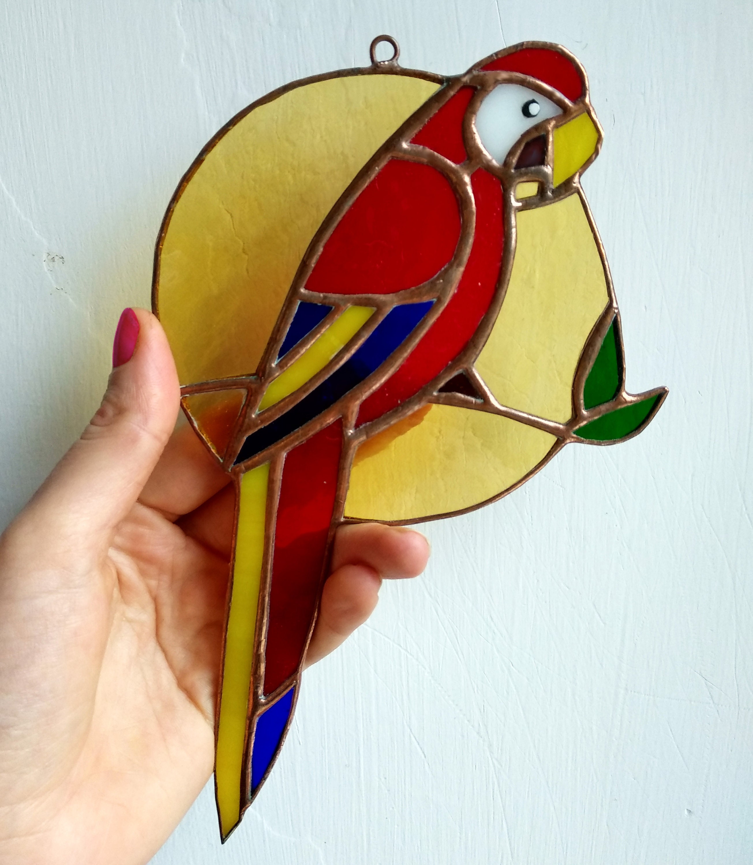 Parrot Stained Glass Suncatcher Bird Stained Glass Window | Etsy